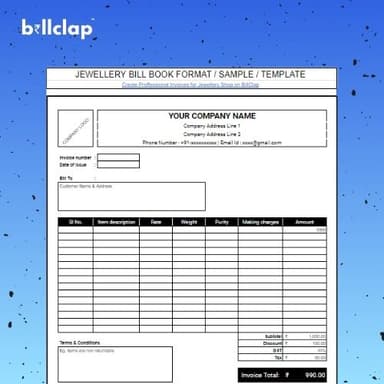 Download Construction Company bill book format for Free in PDF/Excel